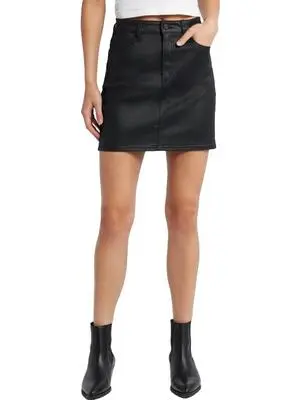HIDDEN JEANS Coated High Waist Denim Mini Skirt - Black