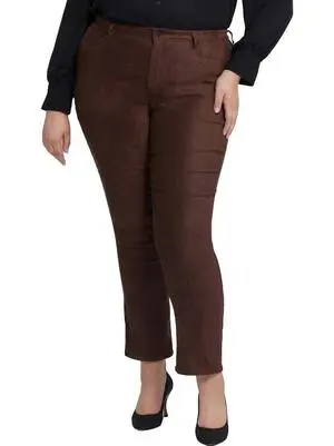 NYDJ Sheri Slim Faux Suede Pants - Dark Chocolate