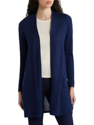 Eileen Fisher Open Front Merino Wool Cardigan - Midnight