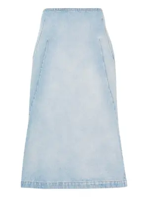 Dries Van Noten Denim Midi Skirt - Blue