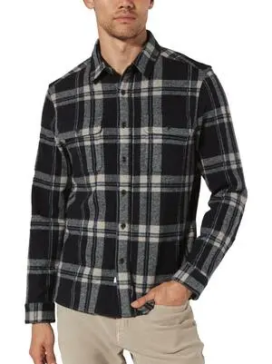 7 Diamonds Generation Plaid Stretch Flannel Button-up Overshirt - Navy