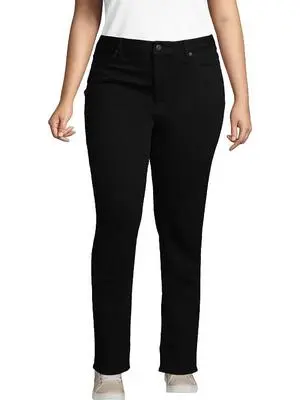 LANDS' END Lands' End Mid-Rise Straight-Leg Jeans Black