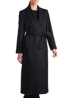 Sofia Cashmere Wrap Coat - Black