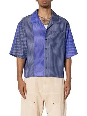 Mnml Colorblock Stripe Camp Shirt - Blue