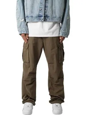 Mnml Ultra Baggy Cotton Cargo Pants - Olive
