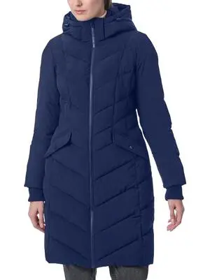 Bernardo Hooded Walker Coat - Navy