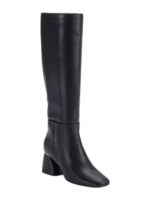 Dkny Cana Knee High Block Heel Boots - Black