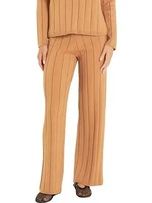 English Factory Rib Knit Straight Leg Pants - Camel