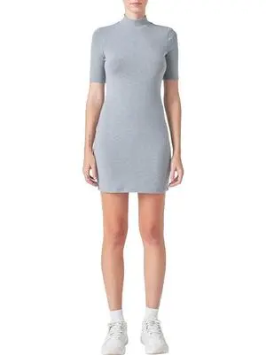 GREY LAB Soft Mock Neck Body-con Minidress - Heather Grey