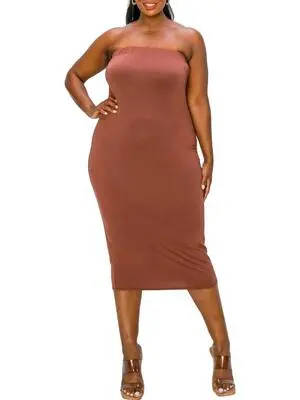 L I V D L I V D Willow Strapless Jersey Dress Toffee