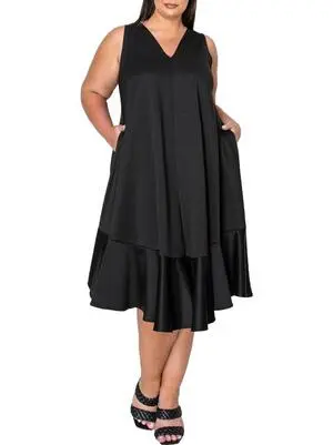L I V D Simone Pocket Stretch Sleeveless A-line Dress - Black