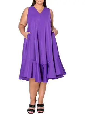 L I V D L I V D Simone Pocket Stretch Sleeveless A-Line Dress Purple