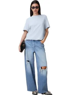 ALLSAINTS AllSaints Lisa Boxy Crew Neck T-Shirt Barely Blue