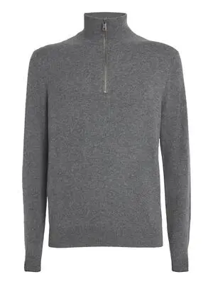 Falke Cashmere Quarter Zip Sweater - Grey