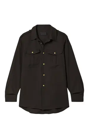 NILI LOTAN Jeanette Wool Shirt - Brown