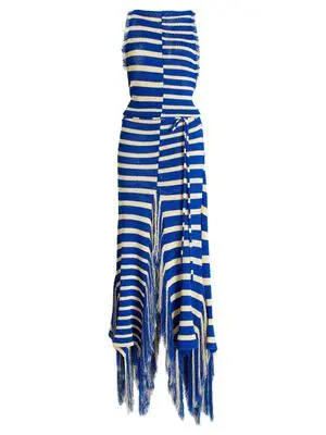 PROENZA SCHOULER Yves Striped Fringed Cotton Knit Maxi Dress