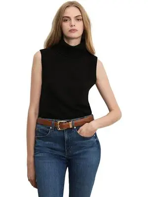 Veronica Beard Mazzy Cashmere Sleeveless Sweater - Black