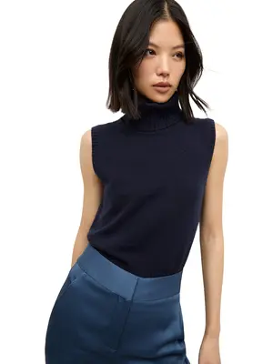 Veronica Beard Mazzy Cashmere Sleeveless Sweater Navy