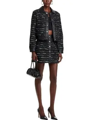 Aqua Faux Leather Trim Mini Skirt - Black/blue
