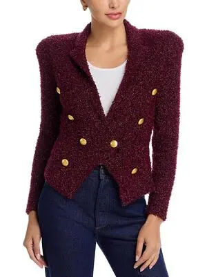 L'Agence Bethany Knit Blazer - Dark Syrah/gold