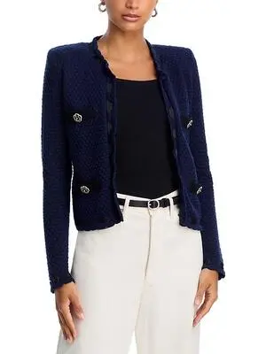 L'Agence Astor Contrast Trim Cardigan - Midnight Blue
