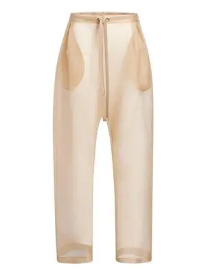 Khaite Trenton Silk-organza Drawstring Pants - Tan
