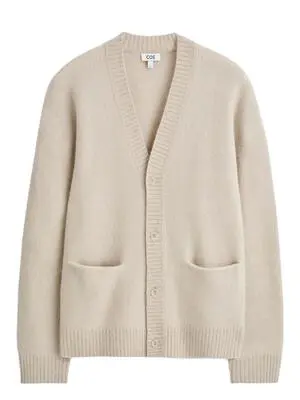 Cos Brushed Wool V-neck Cardigan - Beige
