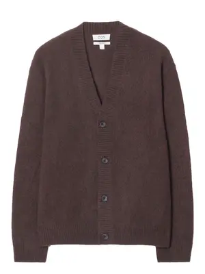 Cos Brushed Wool Blend Cardigan Brown