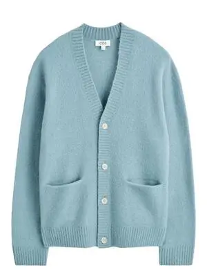 Cos Brushed Wool Blend Cardigan Light Blue