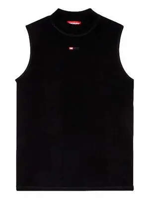 DIESEL Mock Neck Ribbed Tank Top - Black