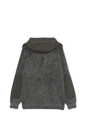 AND WANDER Brushed Hoodie With Drawstring And Zip Detail - Grey