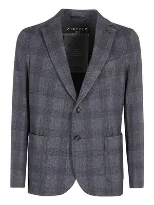 CIRCOLO 1901 Checked Wool Blazer - Blue