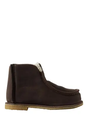 JW Anderson JW Anderson Shearling-Lined Ankle Boots Chocolate