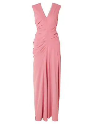 Dries Van Noten Asymmetric Tie-detailed Draped Maxi Dress - Pink