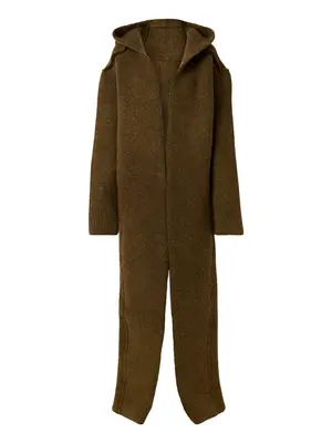 Rick Owens Hooded Brushed-knit Coat - Brown