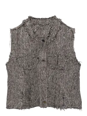 JNBY Jacquard Collarless Cropped Vest - Silver