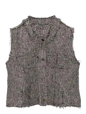 JNBY Jacquard Collarless Cropped Vest - Silver