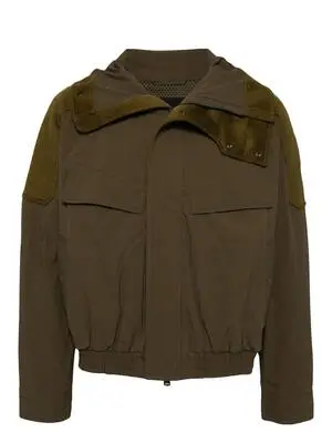 CROQUIS Splicing Cropped Jacket - Green