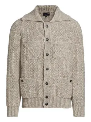 Giorgio Armani Knit Button-front Jacket Cardigan - Tan
