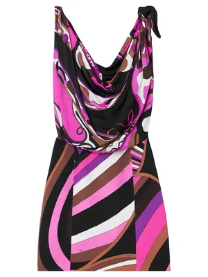 Emilio Pucci Knotted Draped Printed Mini Dress - Pink