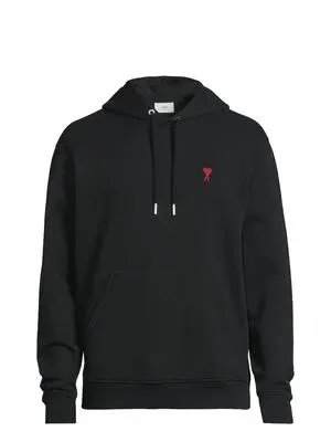 AMI Paris De Coeur Cotton Hoodie - Black