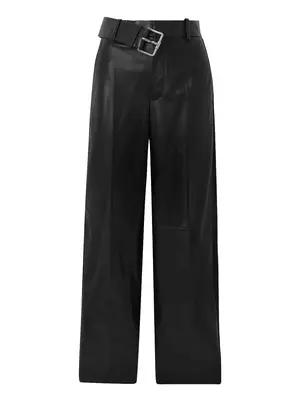 Loewe Belted Leather Straight-leg Pants - Black
