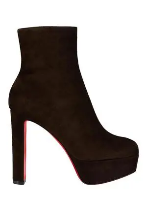 CHRISTIAN LOUBOUTIN Loo Booty Veau Velours 130mm Booties - Cafe