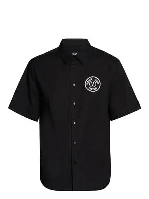 VERSACE Logo Patch Cotton Shirt