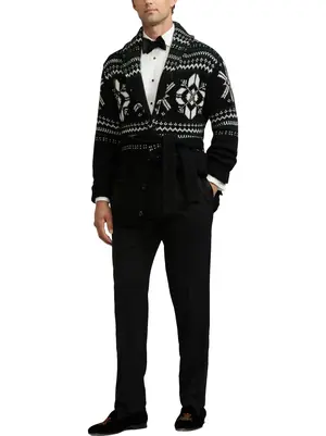 Ralph Lauren Purple Label Intarsia-knit Cashmere Cardigan - Black