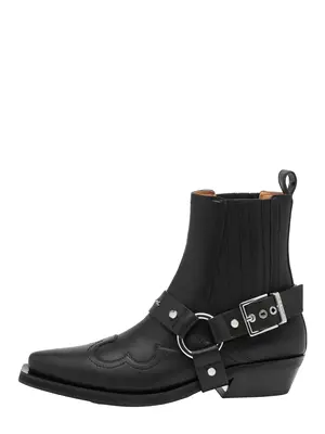 GANNI Fitted Chelsea Western Boot - Black