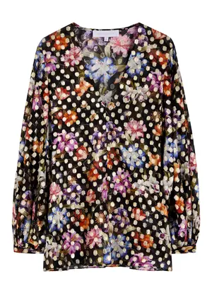 Borgo De Nor Stellan Fil-coupé Floral-print Chiffon Top - Multicoloured