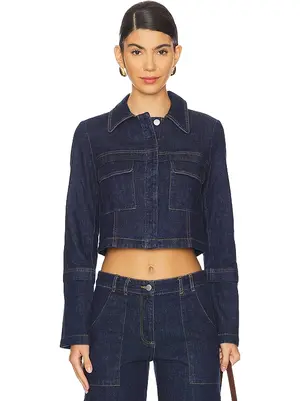 Amanda Uprichard Amanda Uprichard Lucas Cropped Denim Jacket Blue
