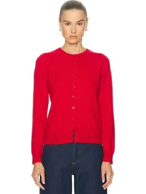 Enza Costa Cashmere Fitted Cardigan - Classic Red