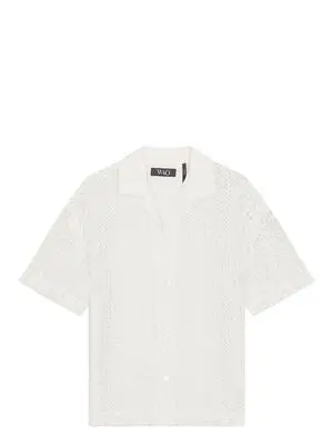 WAO Wao Crochet Lace Camp Shirt In White